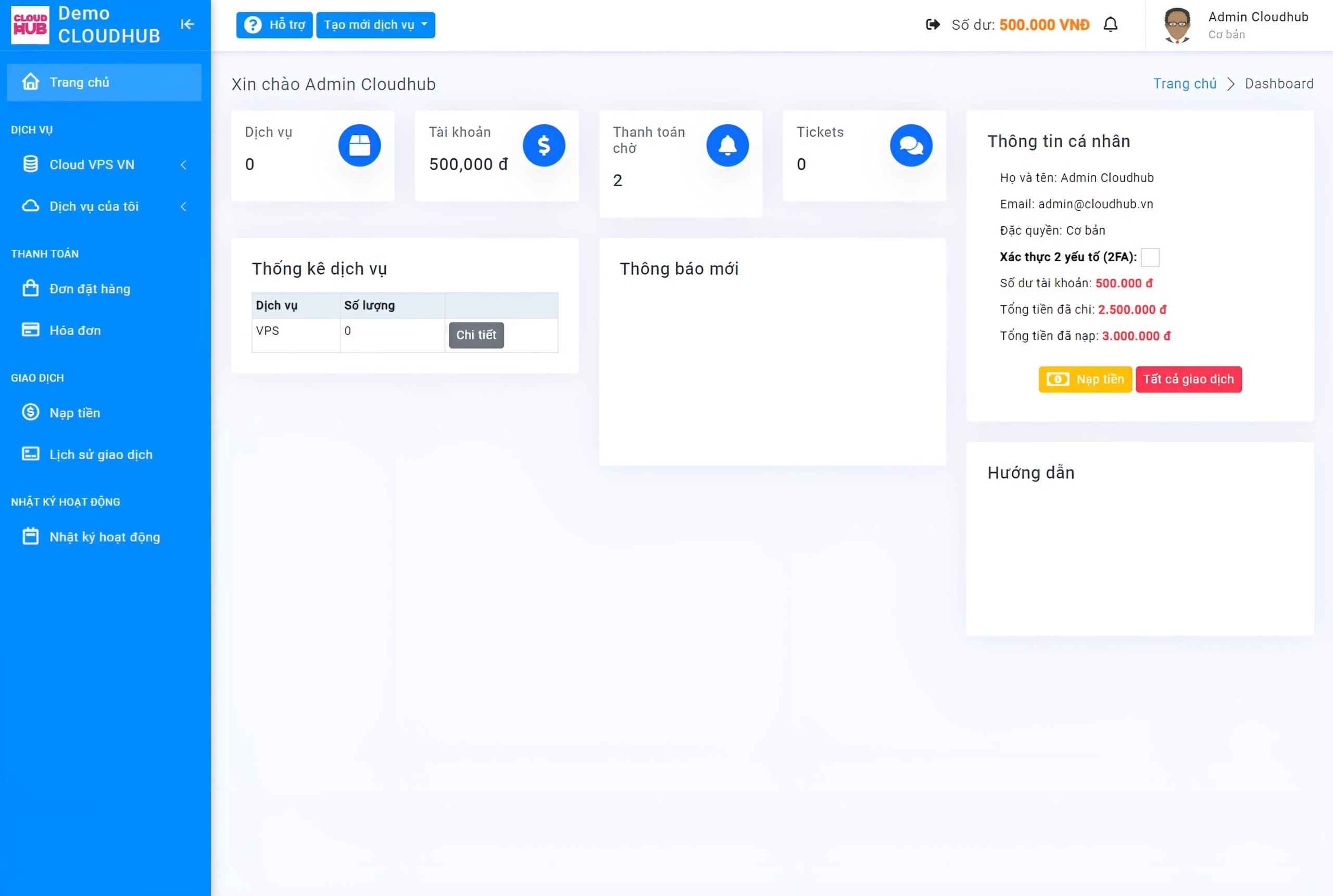 CloudHub cung cấp dịch vụ Cloud VPS, Cloud VPS GPU, Cloud VPS giá rẻ